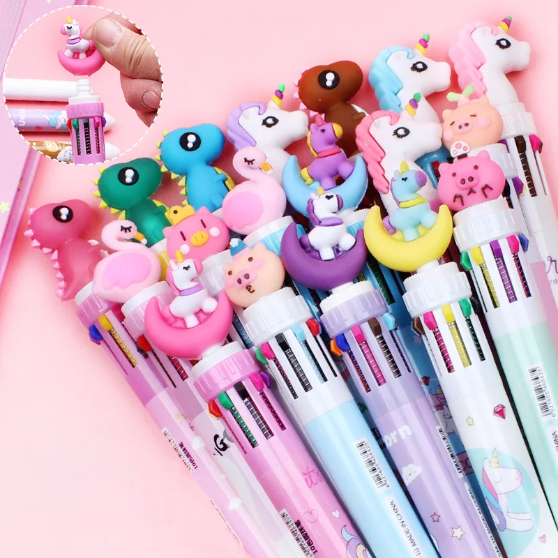 10-Colors-Cute-Cartoon-Ballpoint-Pen-Dinosaur-Kawaii-Multicolor-Gel-Pen ...