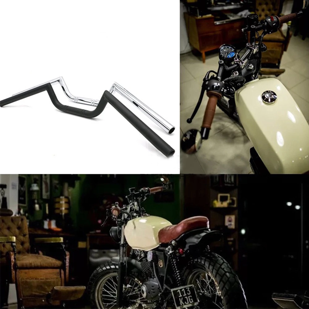 Motorrad-Universal-Lenker-Stahl-7-8-22mm-Griff-Bar-Vintage-Stahl-Refit ...