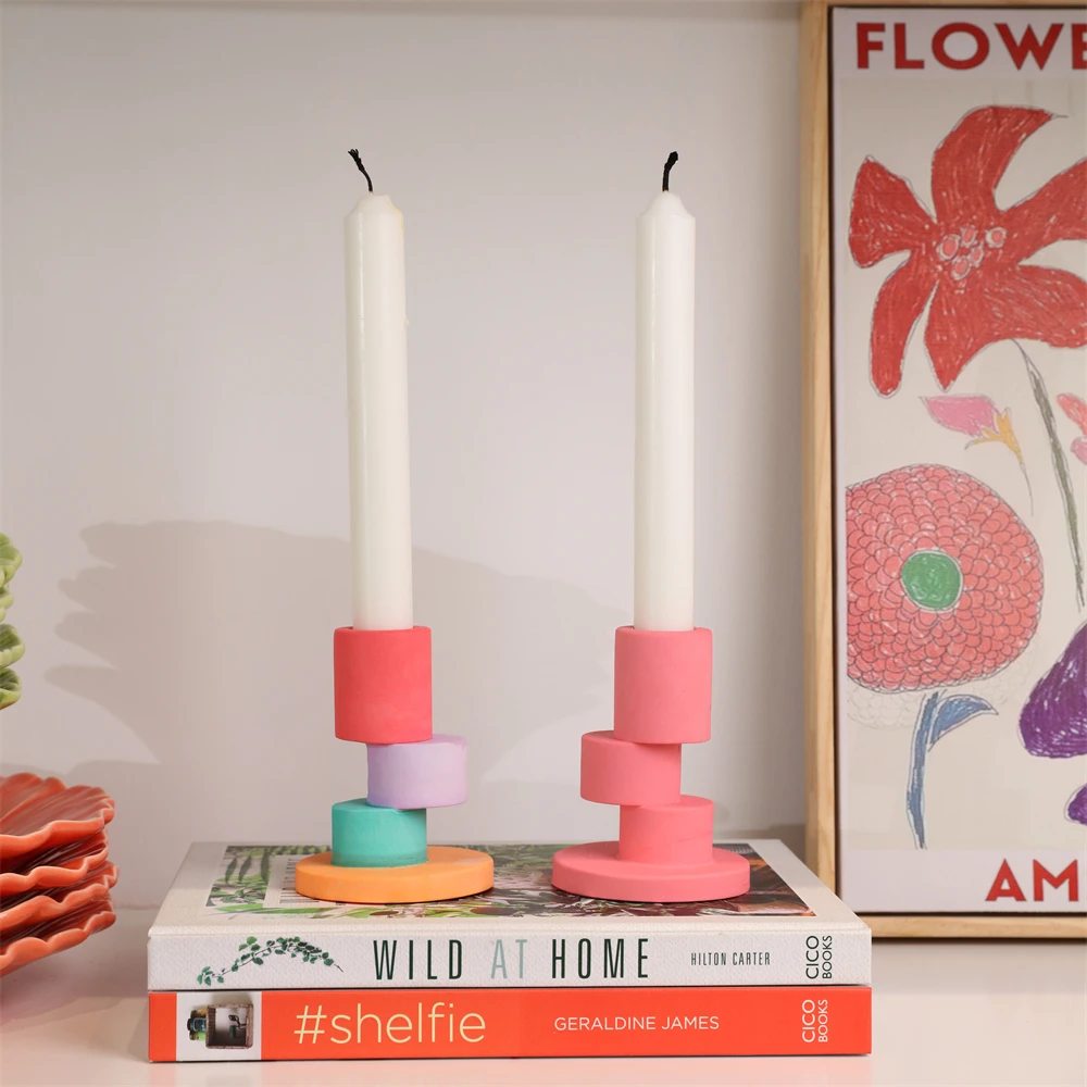 Nicole Misalignment Candle Holder Silicone Mold for Concrete Casting ...