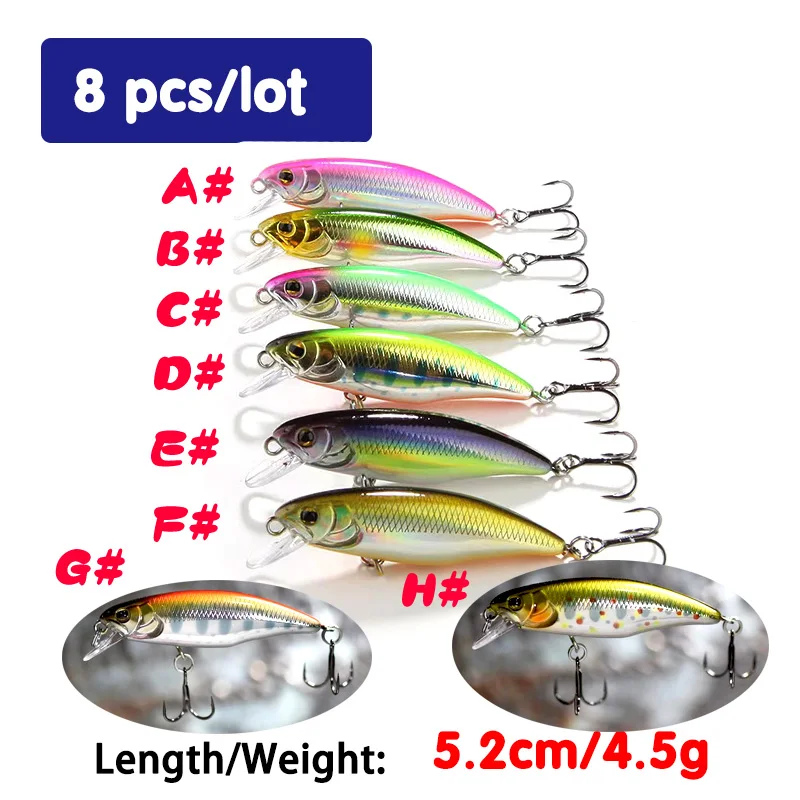 8Pcs-Lot-Sinking-Minnow-Fishing-Lure-Artificial-Bait-5-2cm-4-5g-Fishing-Accessories-Wobbler ...