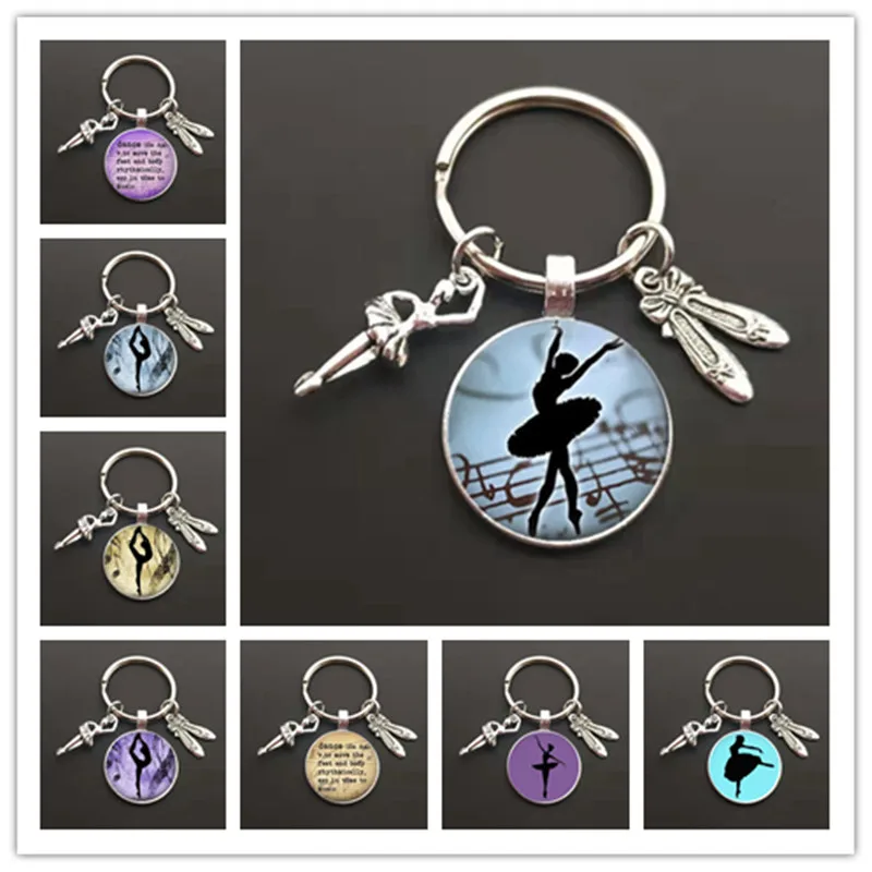 Vintage ballerina silhouette art men's ladies keychain fashion degas ...