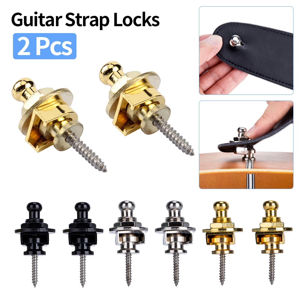 2-Pcs-Guitar-Strap-Locks-Straplock-Round-Chrome-Head-Guitar-Strap-Locks ...