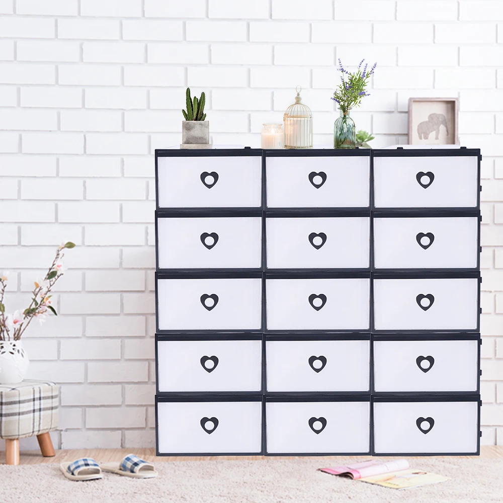 20-Shoe-Box-Drawers-Clear-Drawer-Storage-Organizer-Plastic-Stackable ...