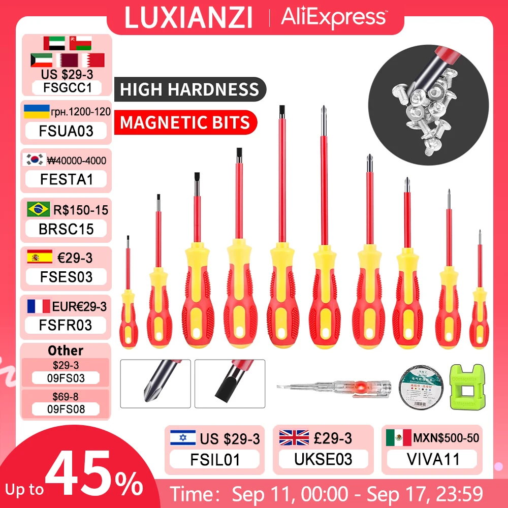 LUXIANZI-10Pc-VDE-Insulation-Screwdriver-Magnetic-Bit-Home-Electronic ...
