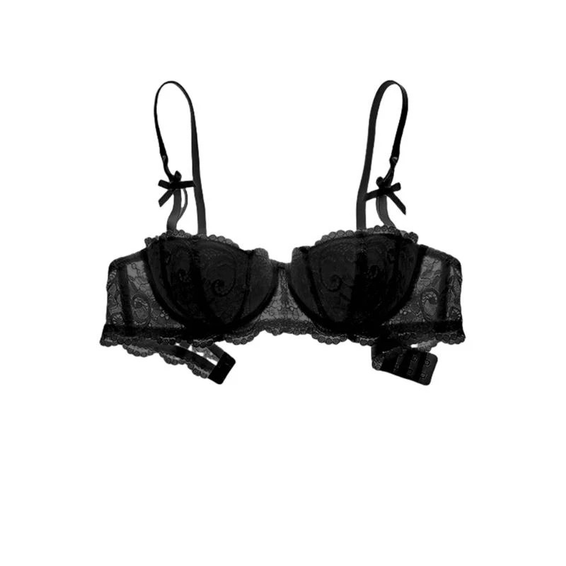 Lace Shelf Bra with Satins Bows Detail, Padded Push Up Bra Underwire ...