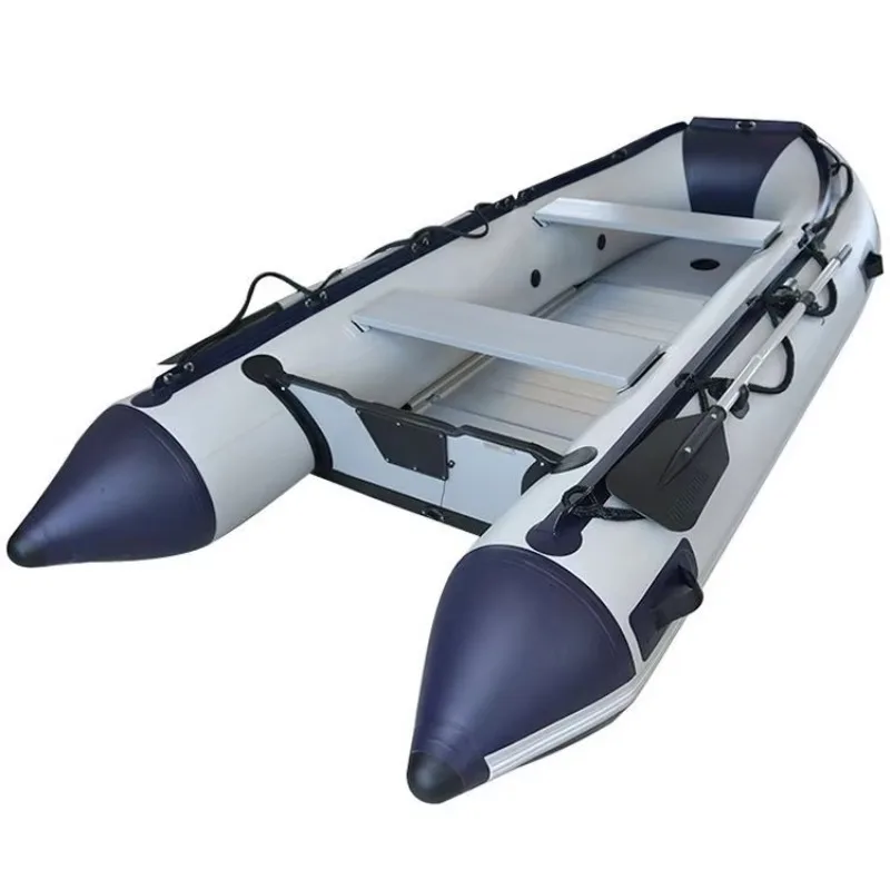 12'6" Inflatable Fishing Boat PVC 0.9mm,with Aluminum Floor Rowing ...