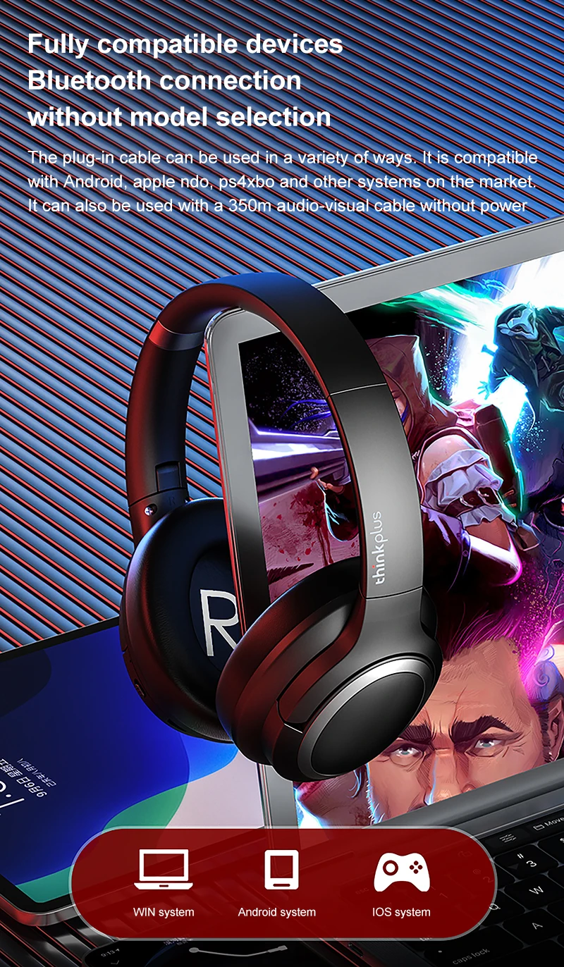 Original Lenovo TH40 Stereo Wireless Bluetooth Earphones Sports ...