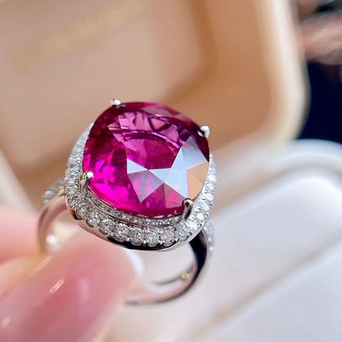 Inspired design silver 925 diamond square transparent red ruby rings ...