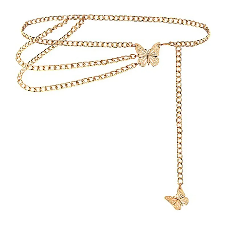 Butterfly Waist Chain Body Chain Golden Chain Woman Belts for Dress ...