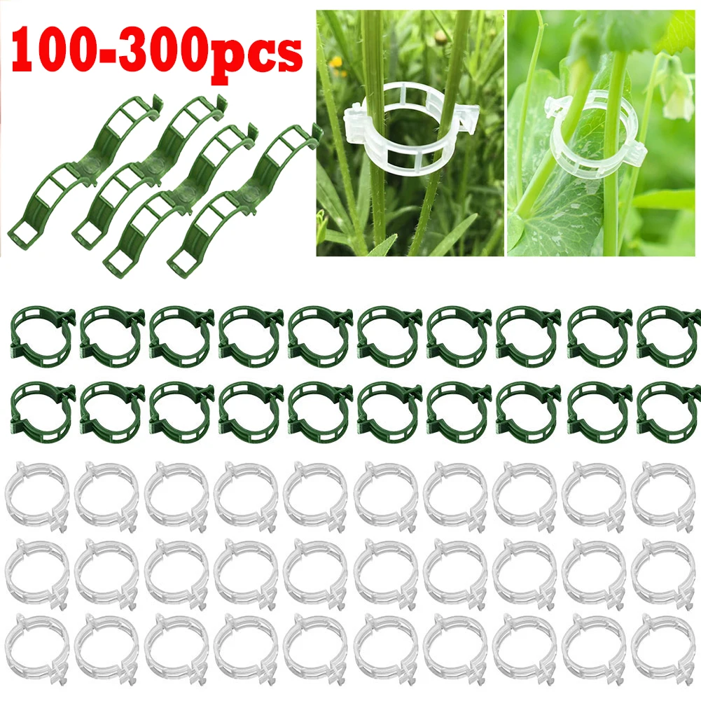 100-300PCS Plant Support Clips Plastic Ties Trellis Stake Clips Garden ...