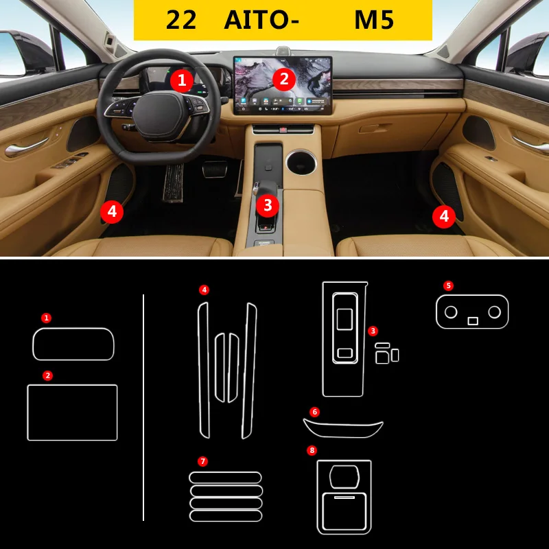 TPU-Transparent-Film-for-AITO-M5-2022-2023-Car-Interior-Sticker-Center ...