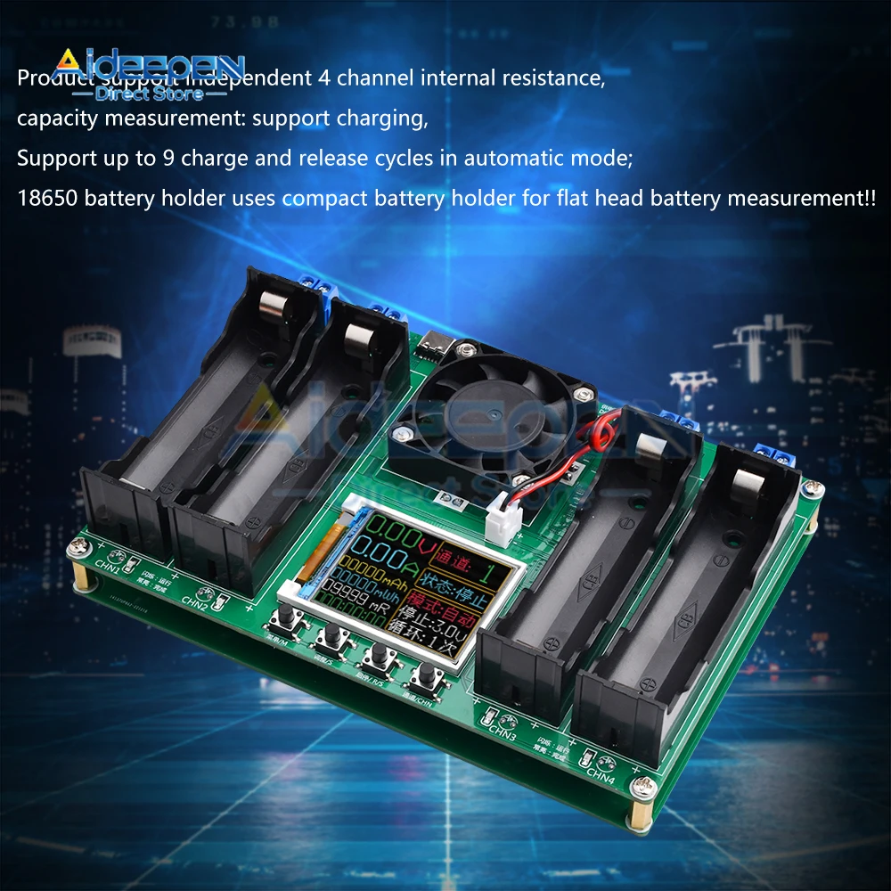 4-Channel-18650-Battery-Capacity-Internal-Resistance-Tester-Automatic ...