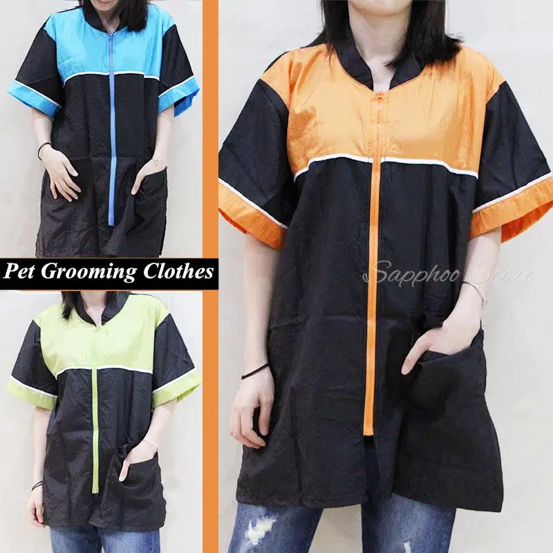 Pet Shop Work Uniform Beauty Salon Smock Full Zipper Work Clothes Dog ...