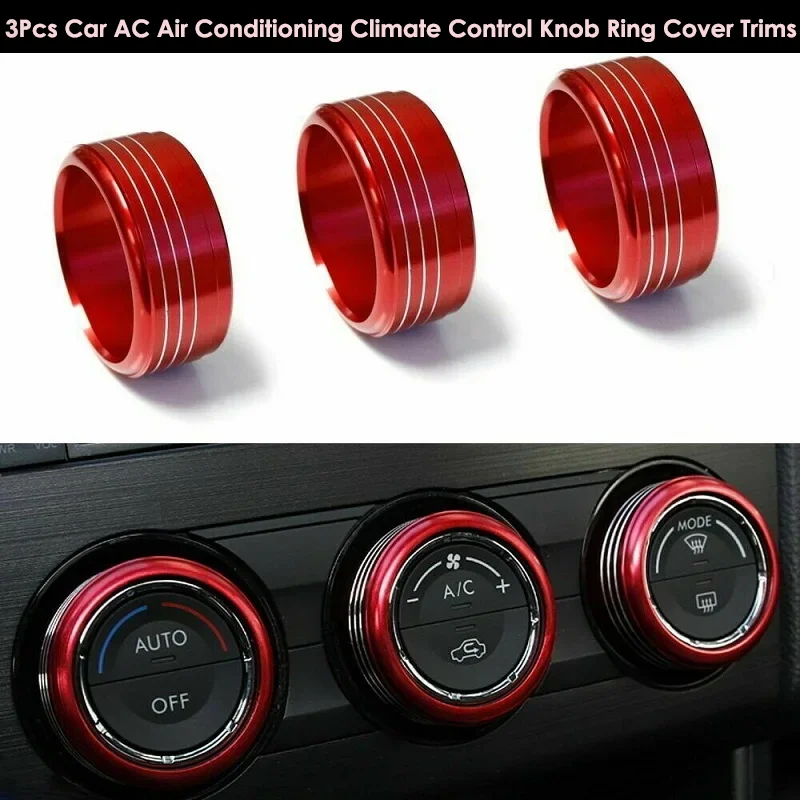 3pcs Red Anodized Aluminum AC Climate Control Knob Ring Covers For 2013 ...