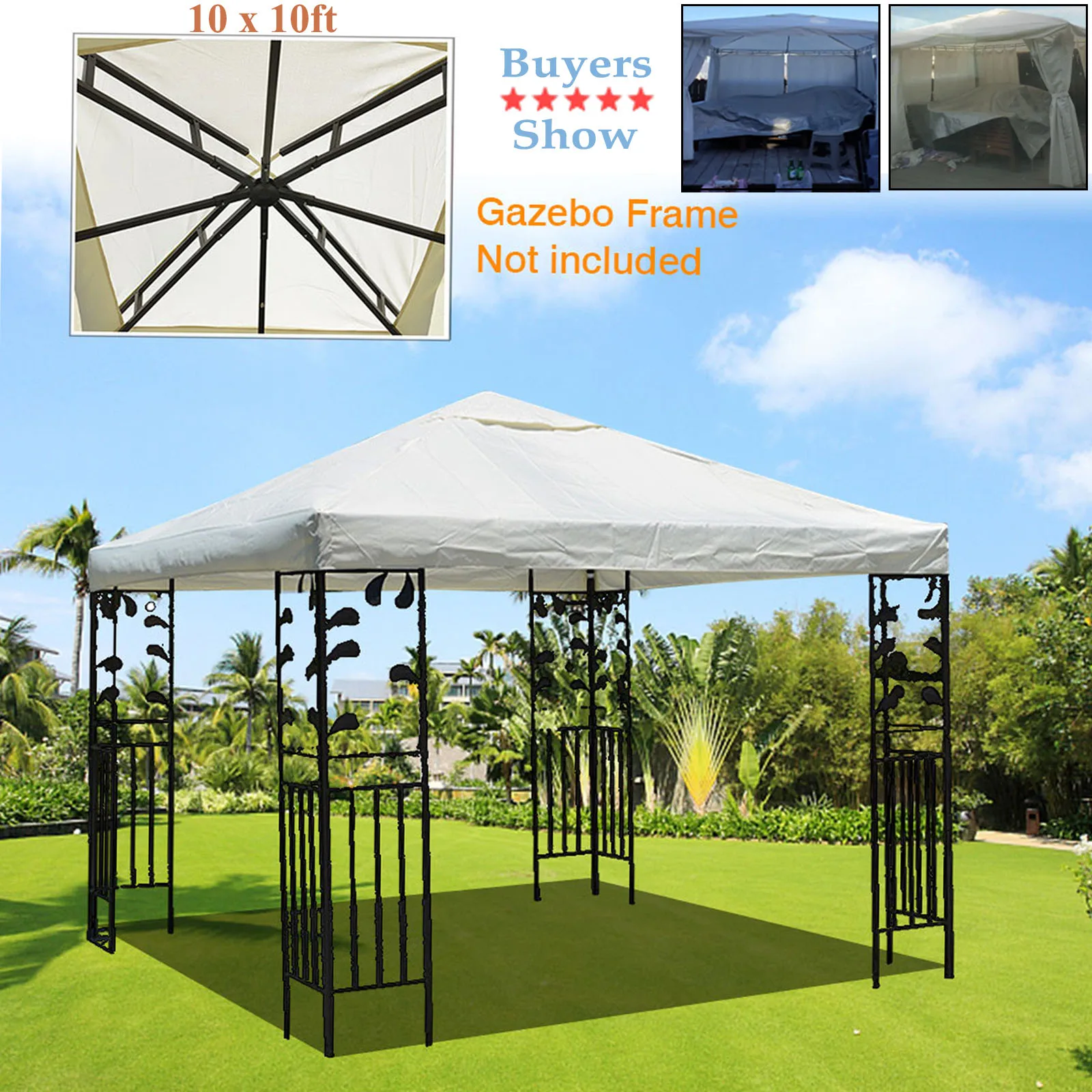 3x3M Garden Camping Awning Tent Shelter Waterproof Outdoor Tent Canopy ...