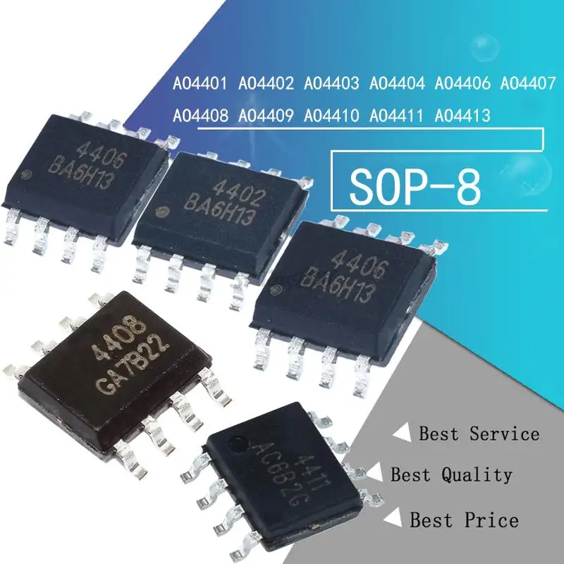 10pcs AO4401 AO4402 AO4403 AO4404 AO4406 AO4407 AO4408 AO4409 AO4410 AO4411 AO4413 sop 8 칩셋|반도체 ...