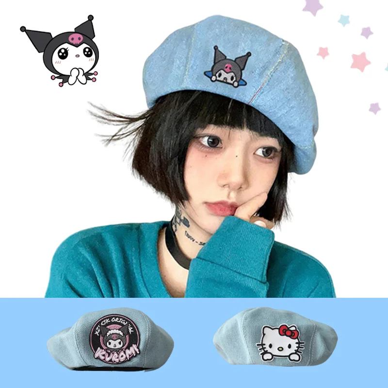 Sanrio-Kawaii-Hello-Kitty-Beret-Kuromi-Student-Cartoon-Cute-Painter-Hat ...