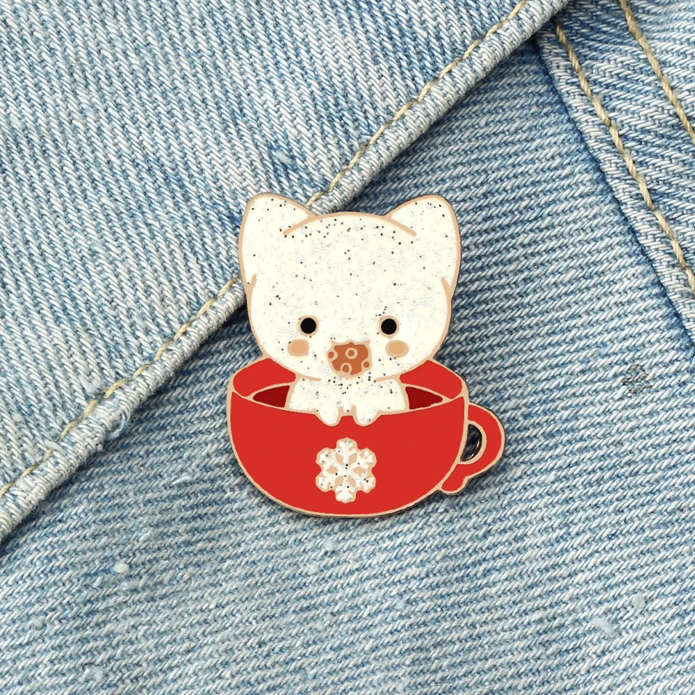 Funny-Cup-Dog-Brooch-Pin-Cartoon-Pets-Animal-Cat-Enamel-Badge-Cute ...