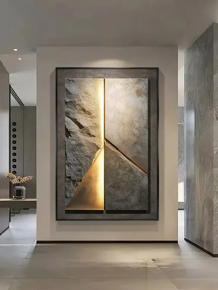Entrance Lobby Design for Home: How This Rock Textured LED Ceramic Wall ...