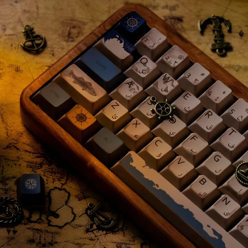 Nautical-Age-Theme-Keycap-PBT-140Key-Custom-Retro-Do-Old-Craft-Keyboard ...