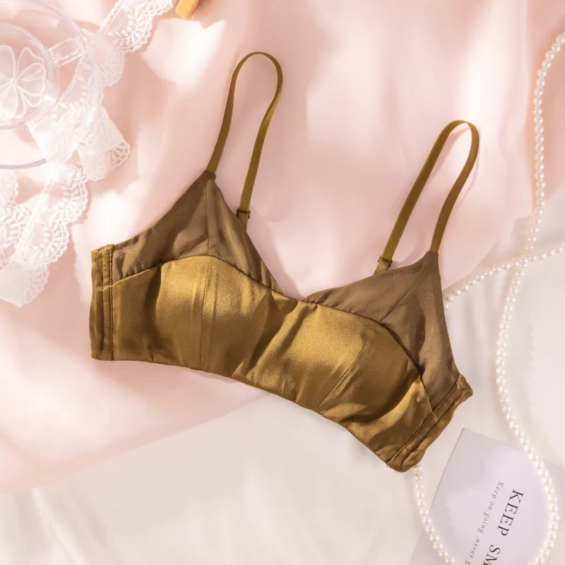 Silk-bra-women-s-no-steel-triangle-cup-underwear-mulberry-silk-Bra ...