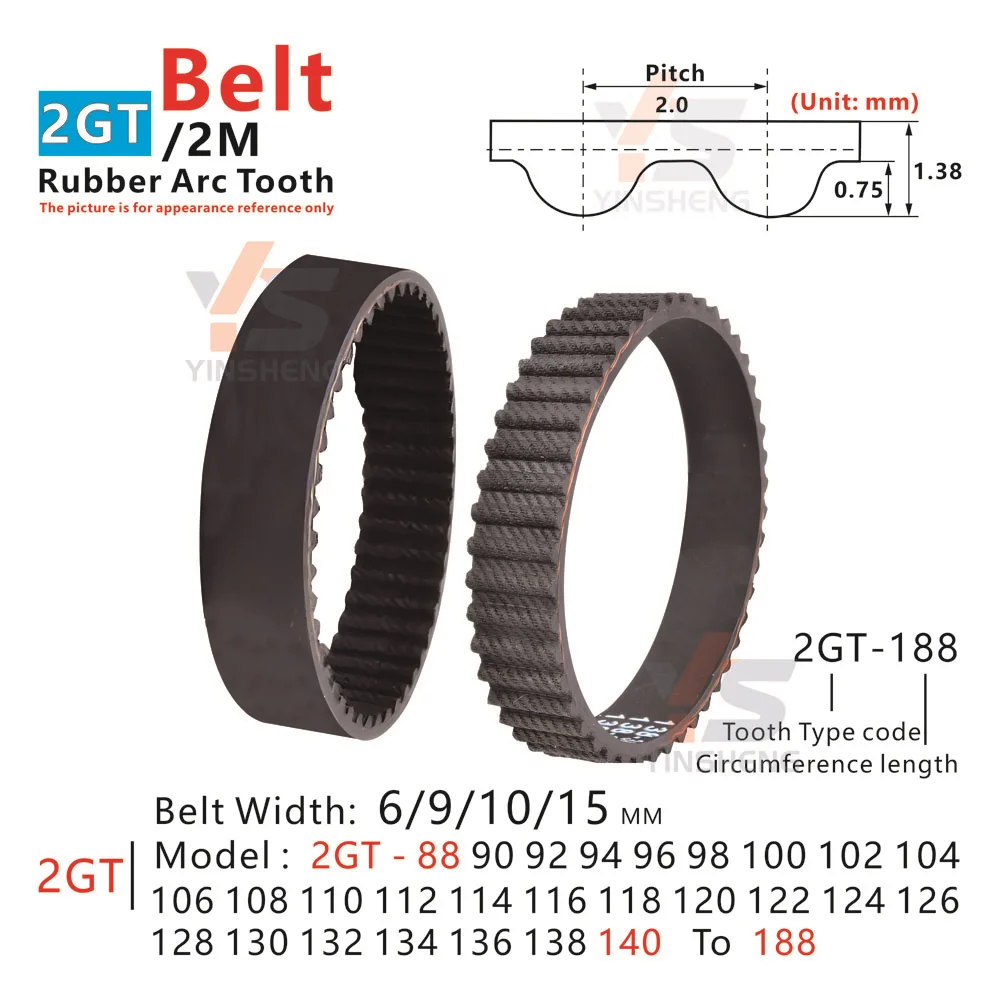 3D-Printer-2GT-Rubber-Synchronous-Belt-Perimeter-88-To-186MM-2GT-88-90 ...