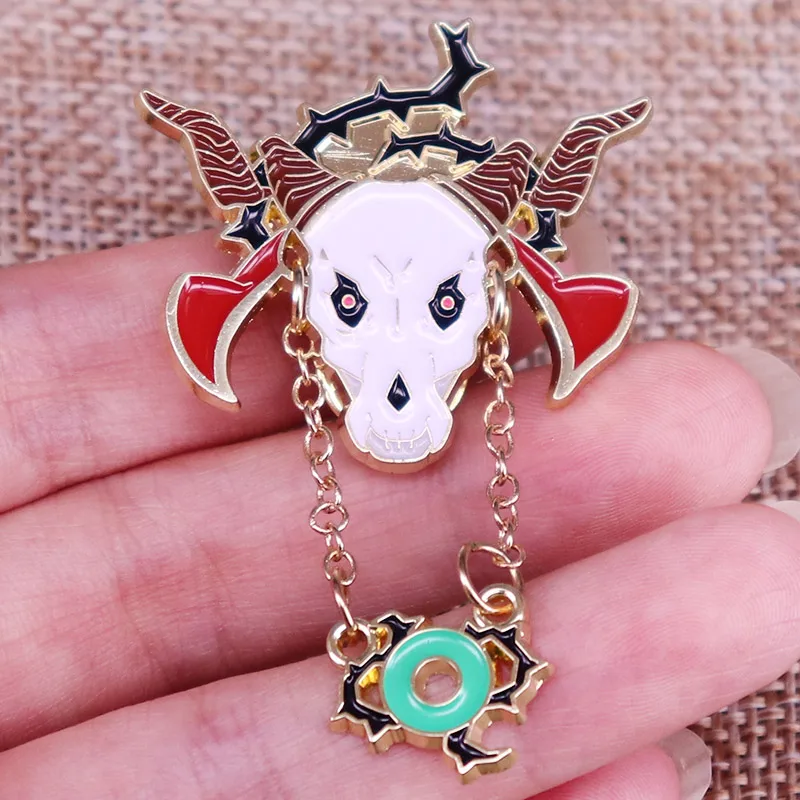 The-Ancient-Magus-Bride-Enamel-Pin-Goat-Horns-Wolf-Skull-Magician-Elias ...