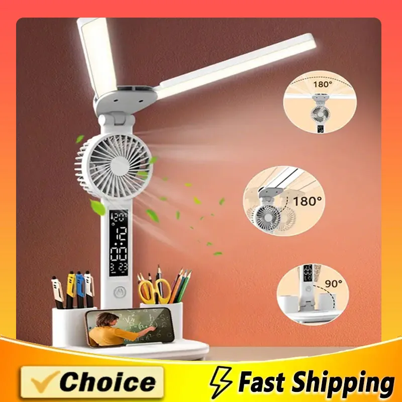 3-in1-Multifunction-Table-Lamp-LED-Double-headed-Folding-With-Fan ...
