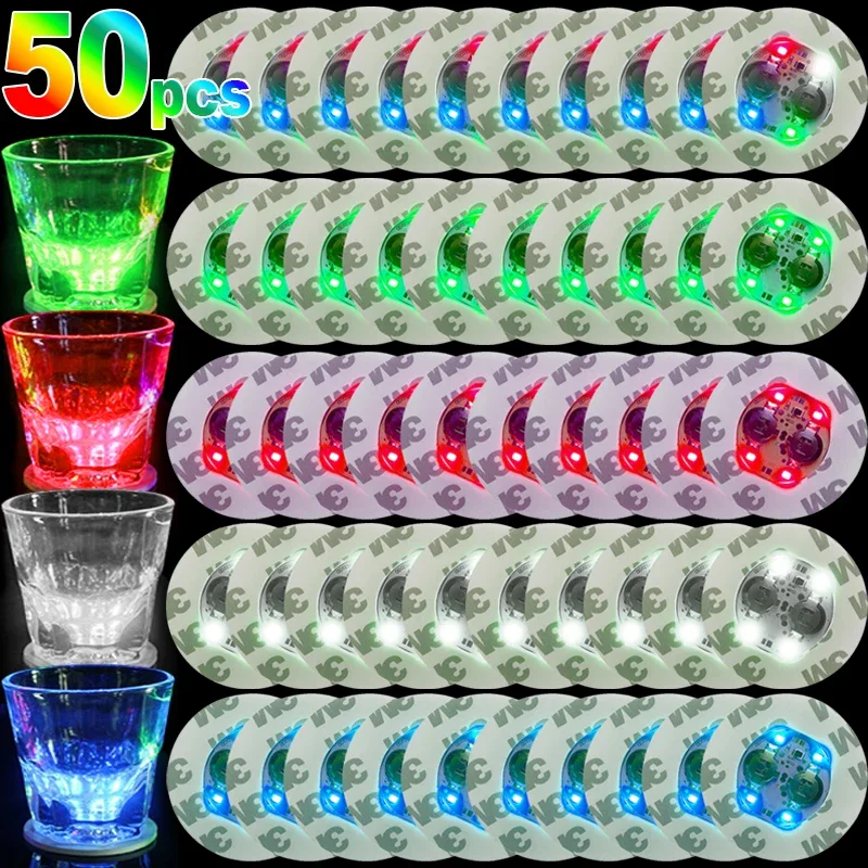 50-25-10-5Pcs-LED-Coaster-Battery-Powered-Luminous-Bottle-Coasters ...