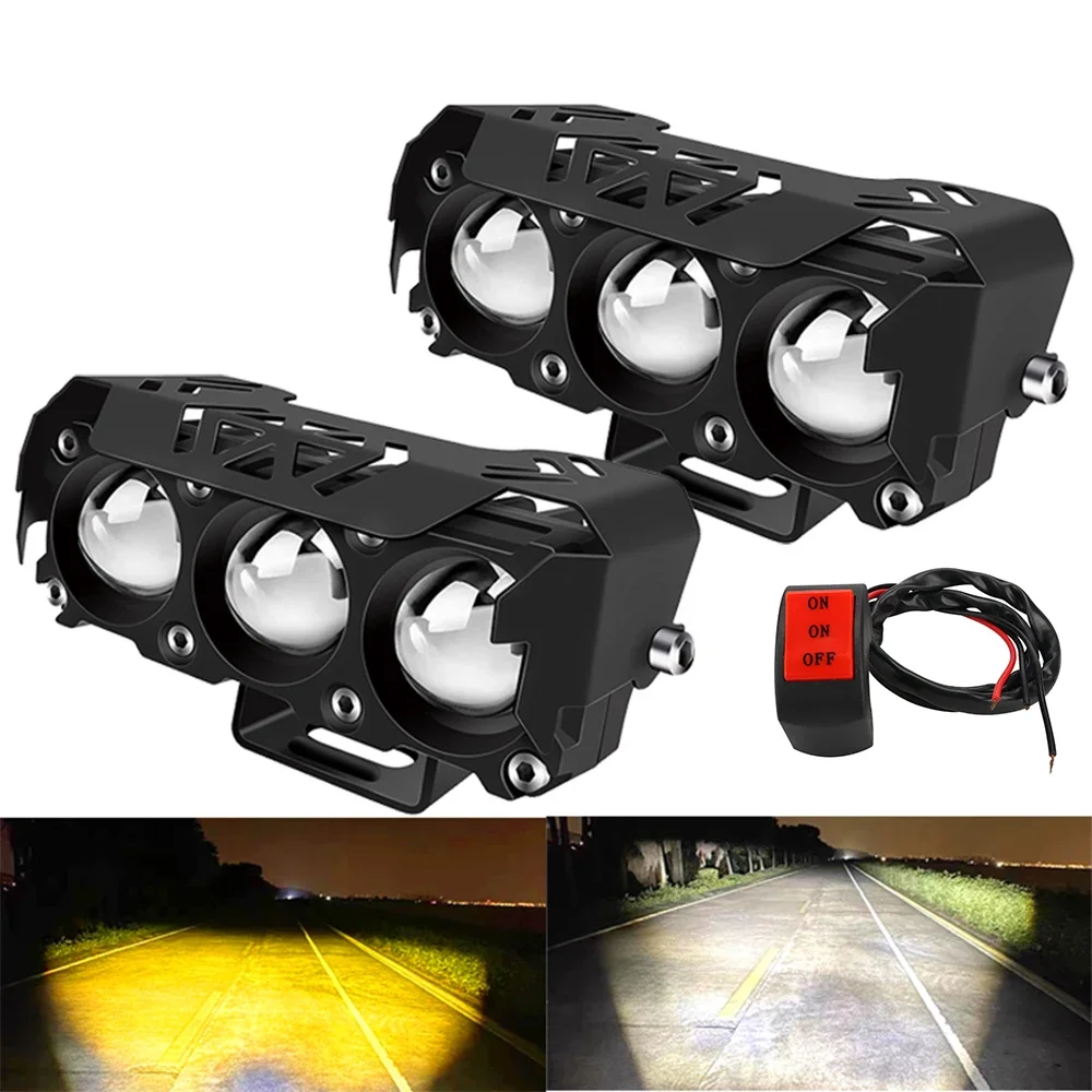 Faros-delanteros-de-motocicleta-con-luz-superbrillante-de-3-lentes-foco ...