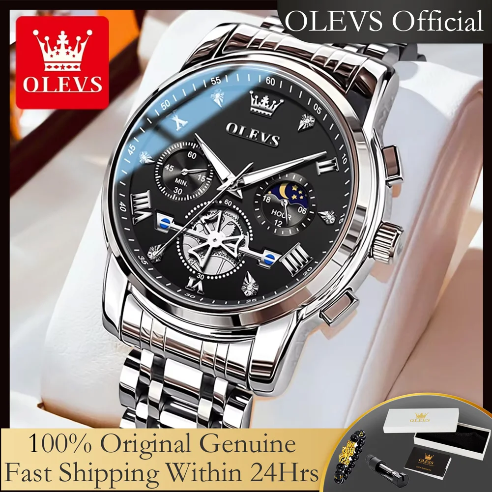 OLEVS 2856 Original Men's Watch Top Luxury Classic Flywheel Design ...