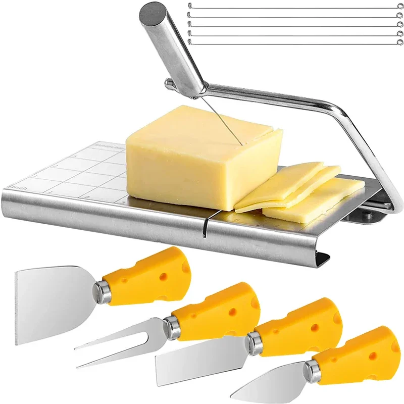 10pcs-Cheese-Slicer-Kit-Cutting-Board-with-5-Wires-Cheese-Knifes ...