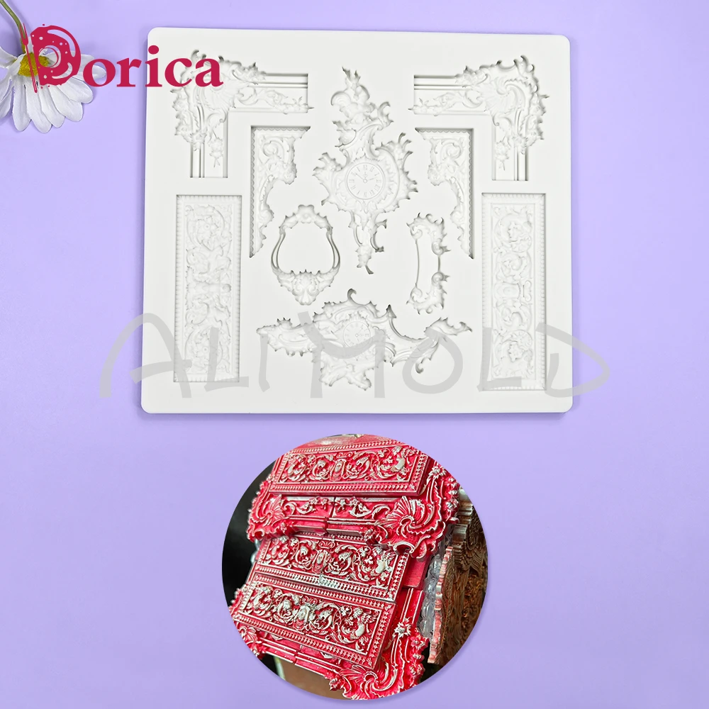 Clock-Relief-Design-Silicone-Mold-Fondant-Chocolate-Cake-Mould-DIY-Baroque-Elements-Gypsum-Resin ...