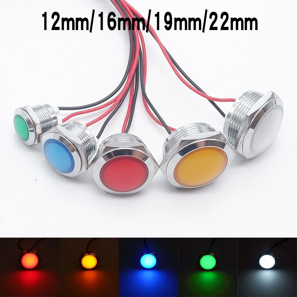 12mm-16mm-19mm-22mm-LED-Metal-Indicator-Light-Signal-Lamp-With-Wire-6V ...