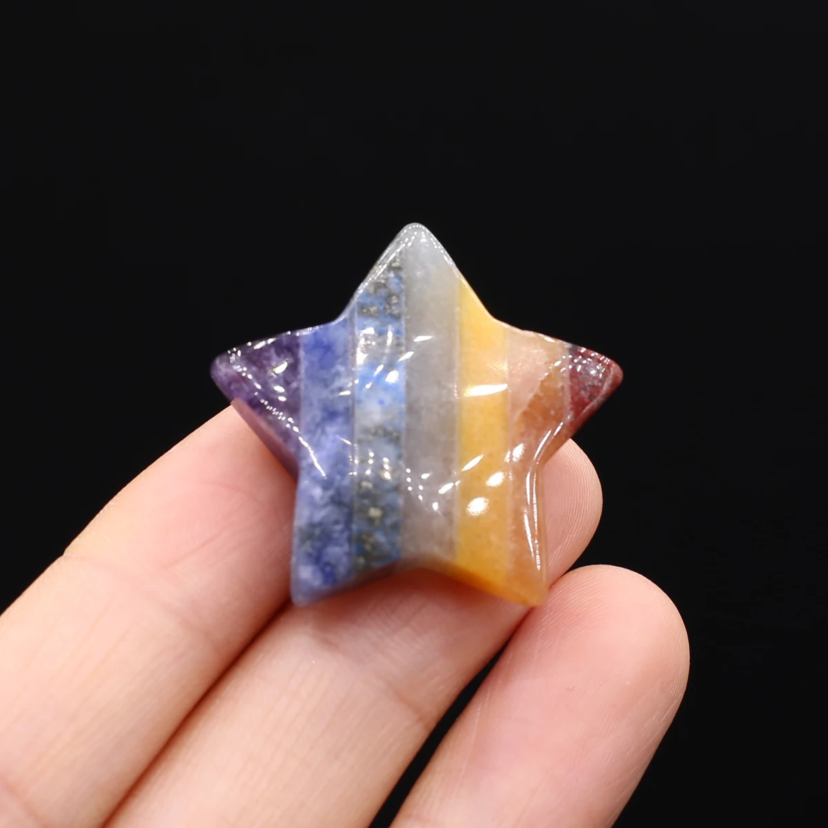 7 Chakras Natural Stone Star Carved Decor Polishing Rock Quartz Yoga ...