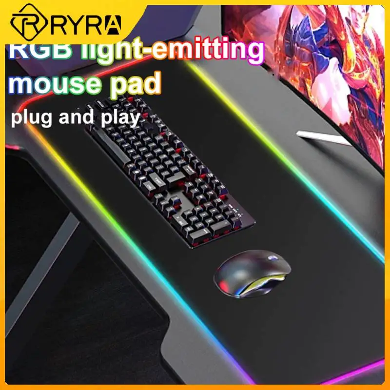 RYRA LED Desk Mat Xxl Computer Mousepad With USB Hub 80x30 35x25cm ...