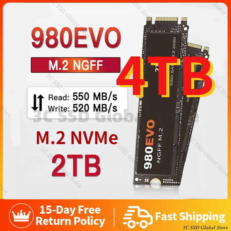 2023 100% Original M.2 4tb 2280 Nvme 1tb 2tb Hdd Hard Drive Stata 3 M.2 ...