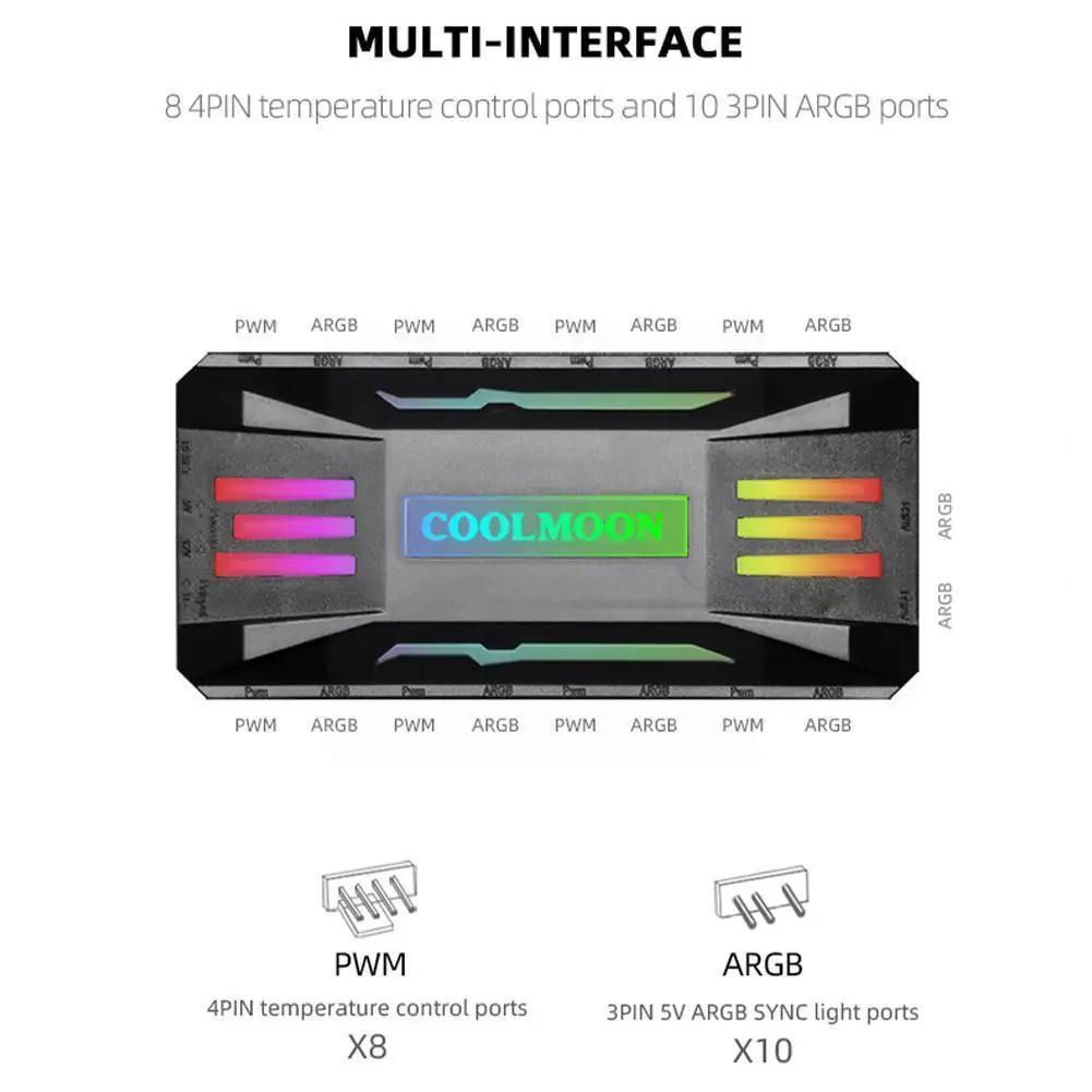 Ventilador-hub-coolmoon-argb-controlador-4pin-pwm-sincroniza-o-de ...