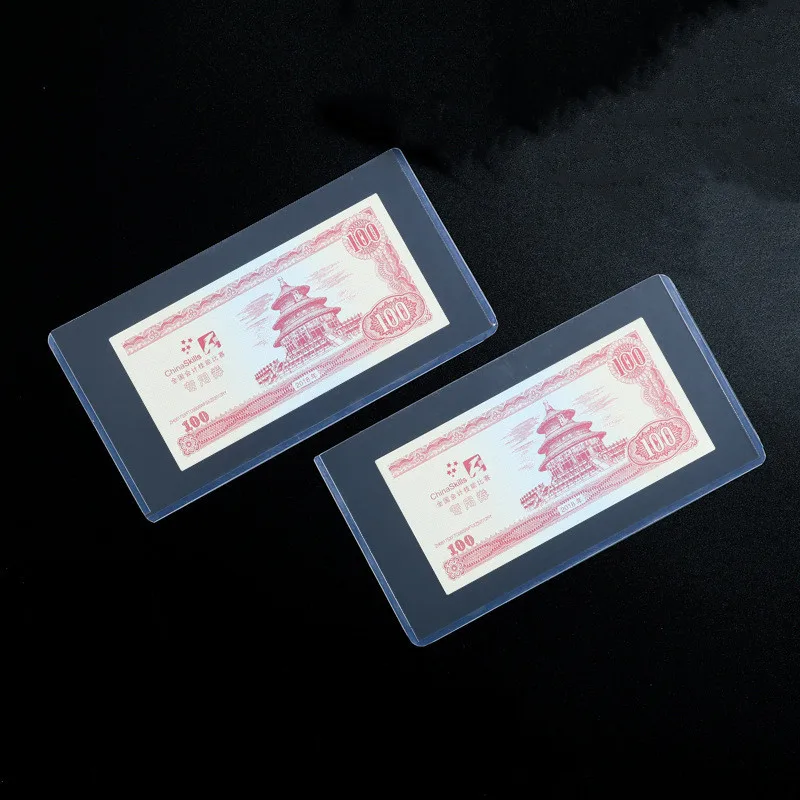 New Clear Hard Plastic Sleeve Clip Paper Money Notes Bills Holder 110 ...