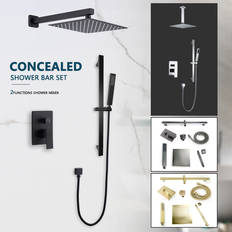 Concealed-8-Inch-Shower-Bar-Set-Hand-Shower-with-Brass-Valve-2Functions ...