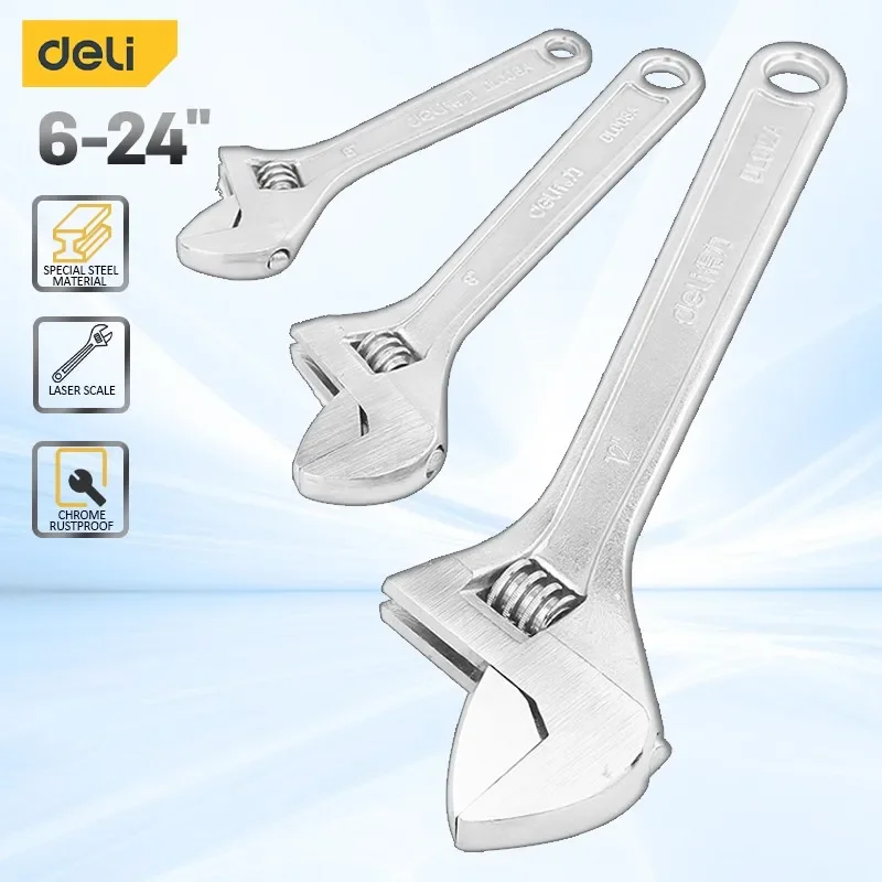 Deli-1-Pcs-Large-Opening-Adjustable-Spanner-Monkey-Wrench-Adjustable ...