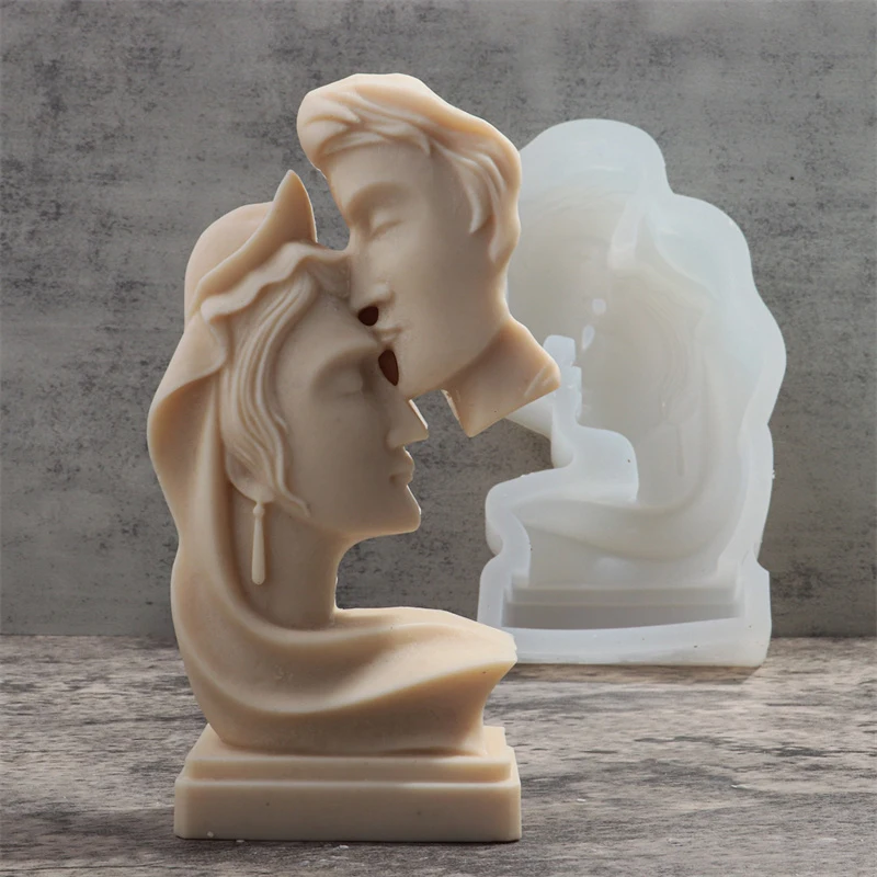 Romantic Couple Kiss Portrait Silicone Candle Mold Lovers Carving Art ...