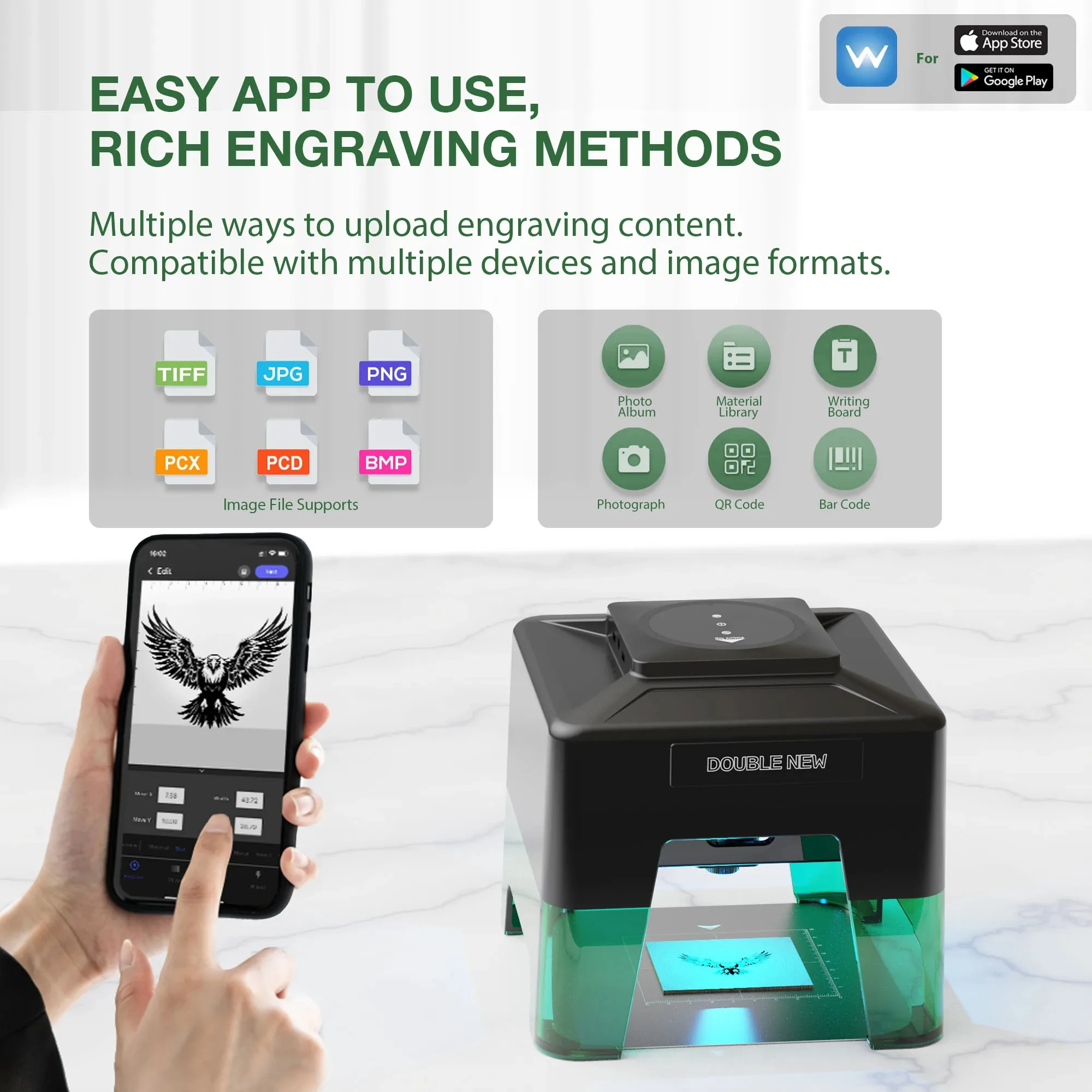Máy khắc laser mini 3W XN001 DIY làm mộc Máy khắc laser Bluetooth Máy ...