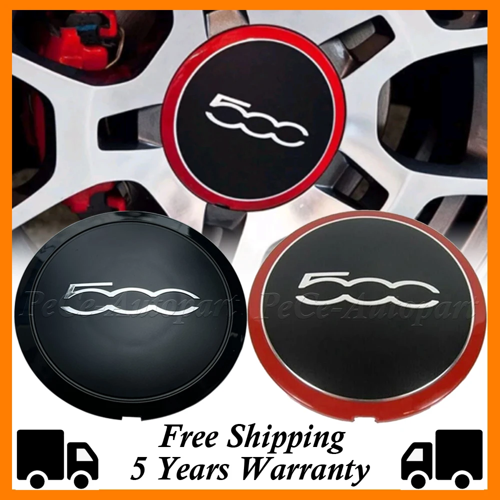 Black-Silver-Red-For-Fiat-500-New-133mm-Hubcap-Wheels-Centre-Hub-Caps ...