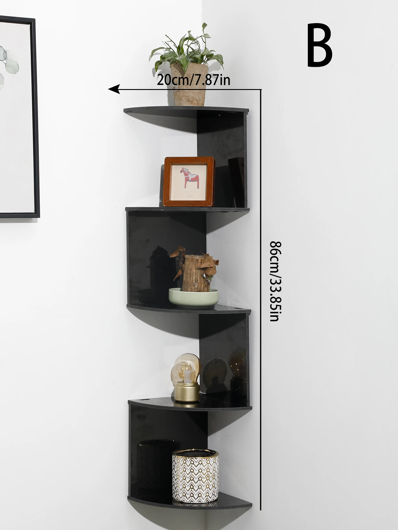 Black Corner Wall Shelf