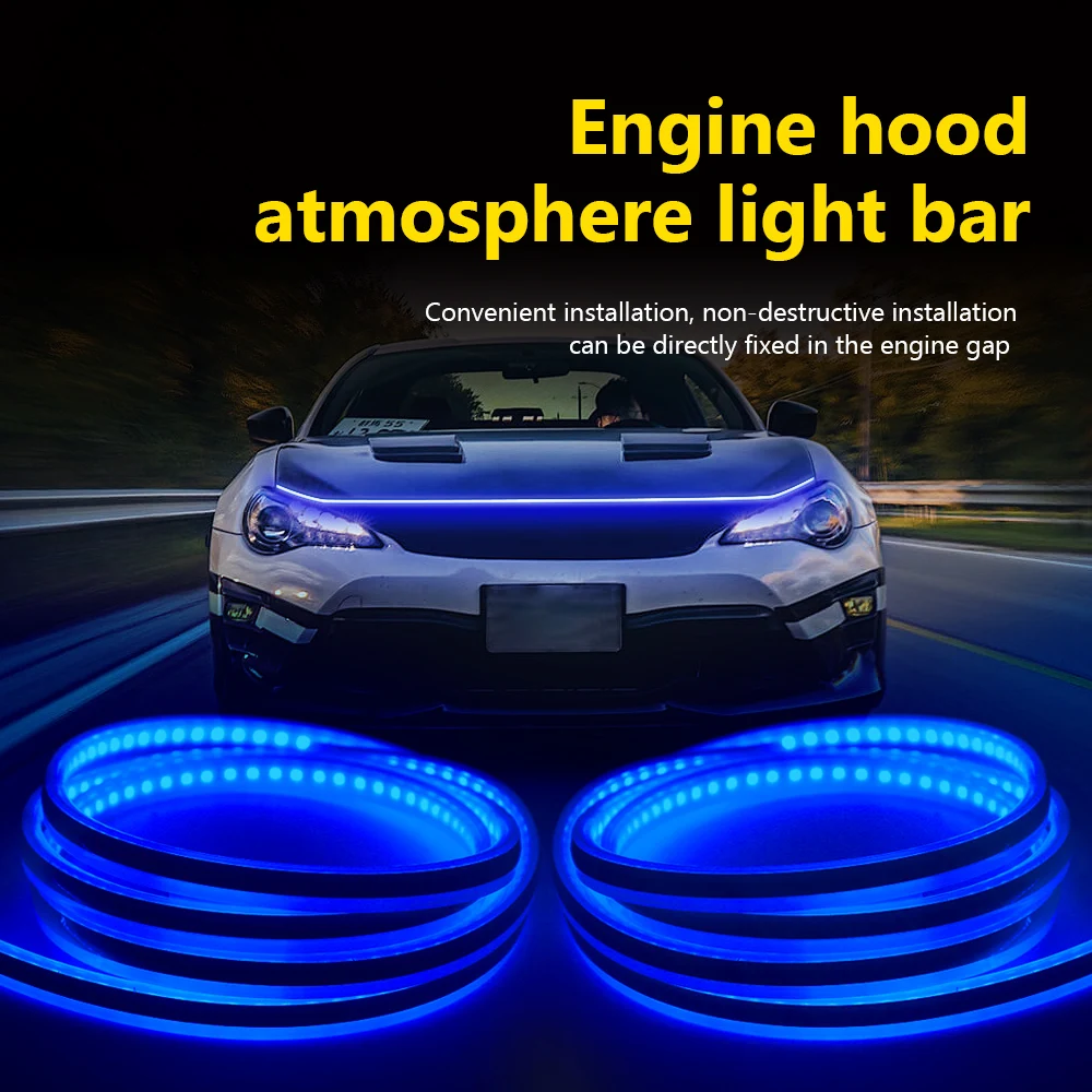 RGB Daytime Running Lights Car Led Lights Exterior Car Hood Light Strip ...