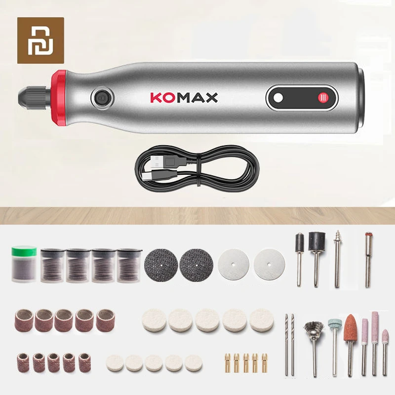 Youpin Komax 4.2V 회전 그라인딩 도구 USB 충전기, 무선 미니 조각 그라인딩 폴리싱 가변 속도 가정용 전동 공구| | - AliExpress