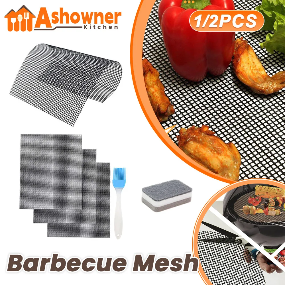 Non-stick-Barbecue-Mesh-Mat-Reusable-Heat-Resistance-BBQ-Grill-Net-Pad ...