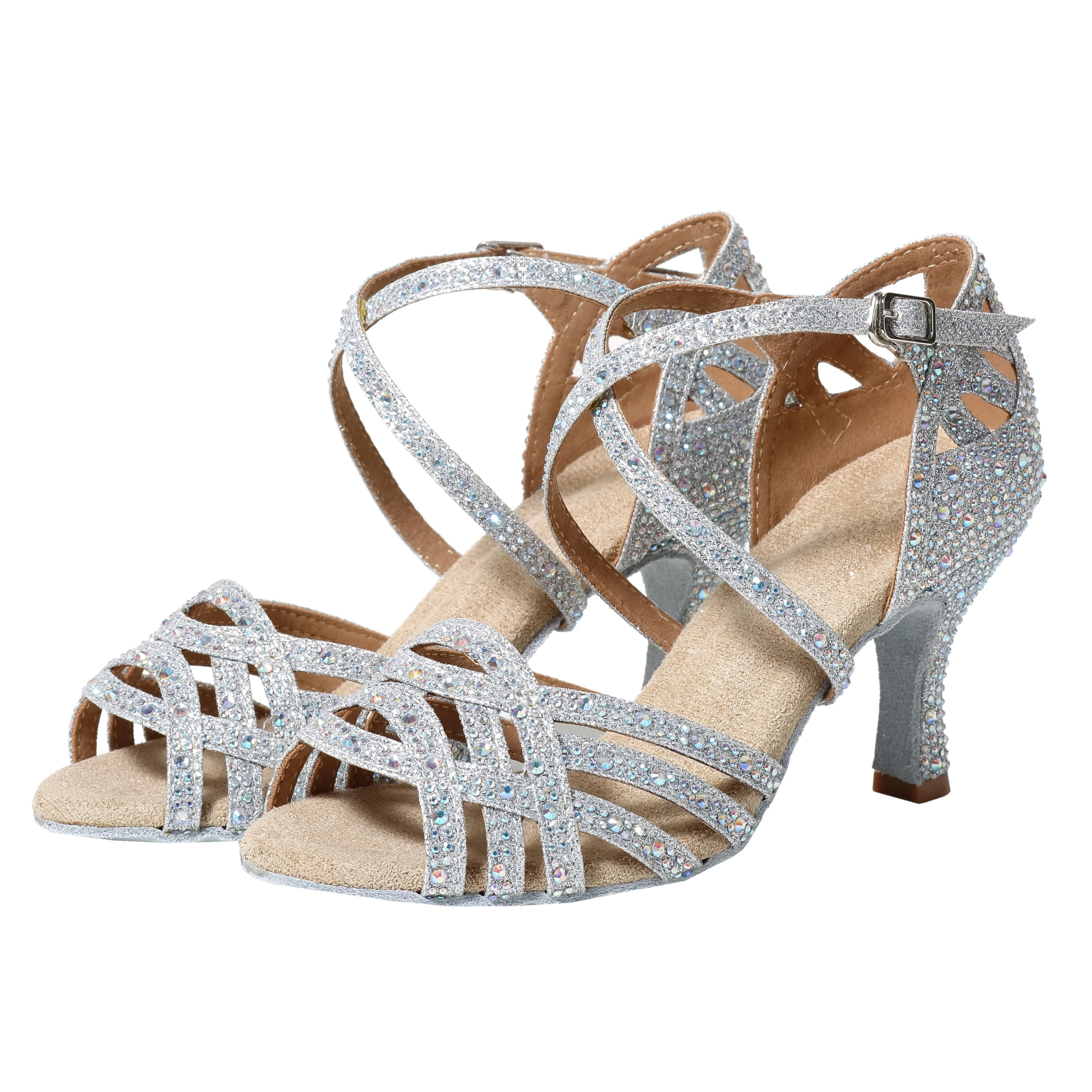 Professional Latin dance shoes for adult women, 7.5cm high heels with ...