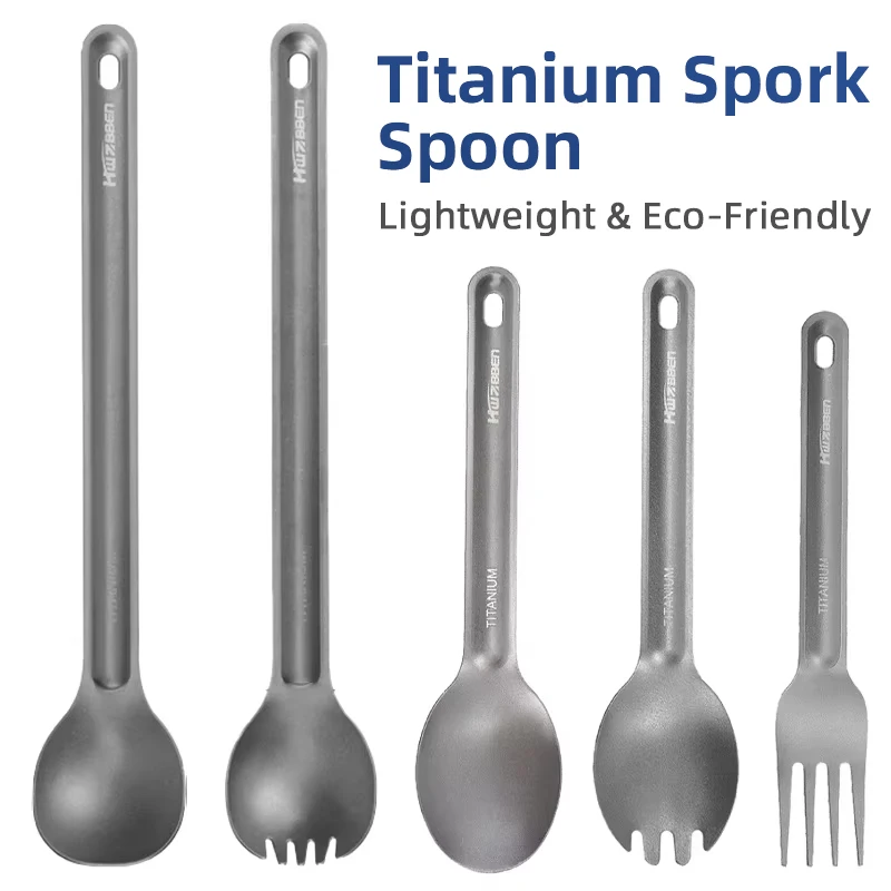 1Pc Camping Titanium Spoon Spork Lightweight Outdoor Portable Camping ...